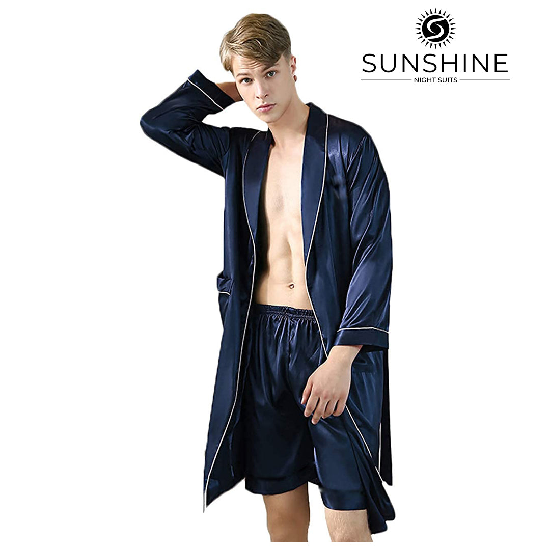 Navy Blue Silk Gown MSG-03 – Sunshine Night Suits